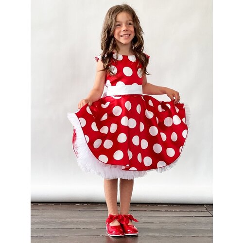 Платье Бушон, размер 140-146, белый, красный