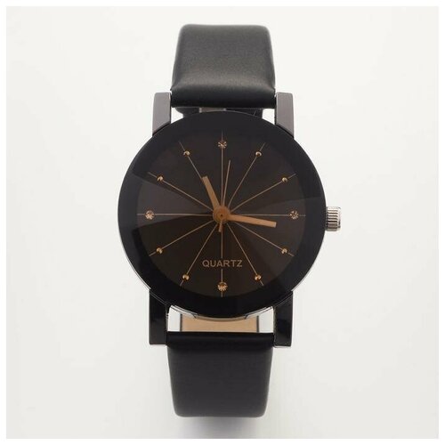 Наручные часы женские "Грань", d-3.1 см, черные, черный