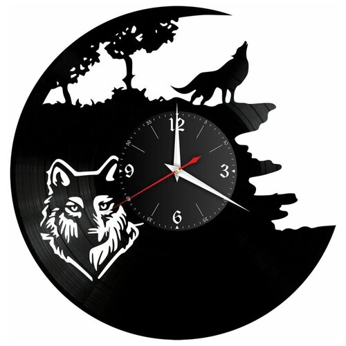Часы из винила Redlaser "Волк, животные, волк воет" VW-10706