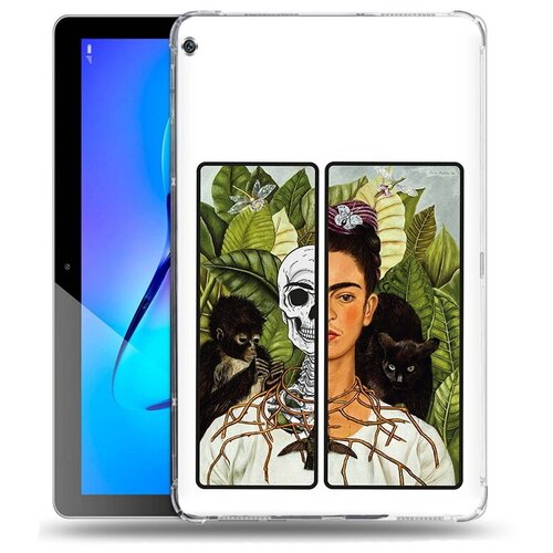 Чехол задняя-панель-накладка-бампер MyPads сдвоенная картинка девушка скелет для Huawei MediaPad M3 Lite 10 Wi-Fi/ LTE (BAH-AL00/W09) противоударный
