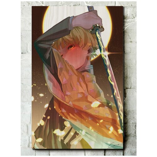 Картина интерьерная на дереве аниме клинок рассекающий демонов - 6706 В