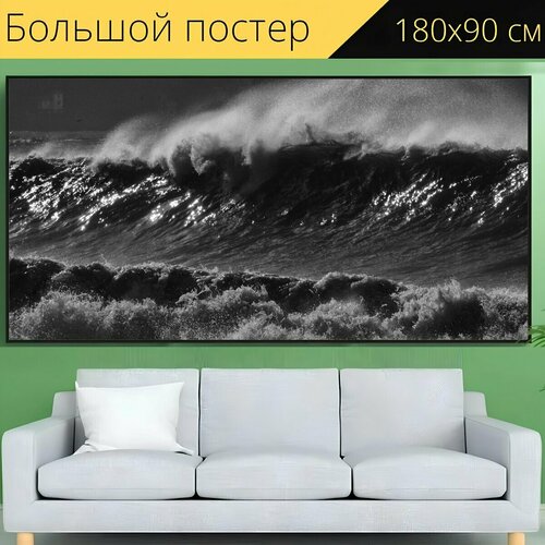Большой постер "Рекко, буря, панорама" 180 x 90 см. для интерьера