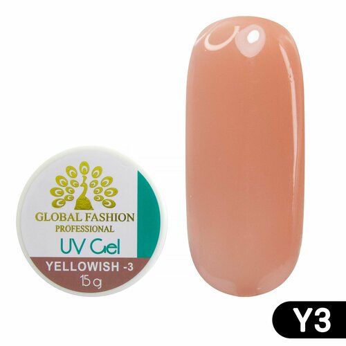 Global Fashion Камуфлирующий гель для наращивания и моделирования ногтей Yellowish-3, 15 гр