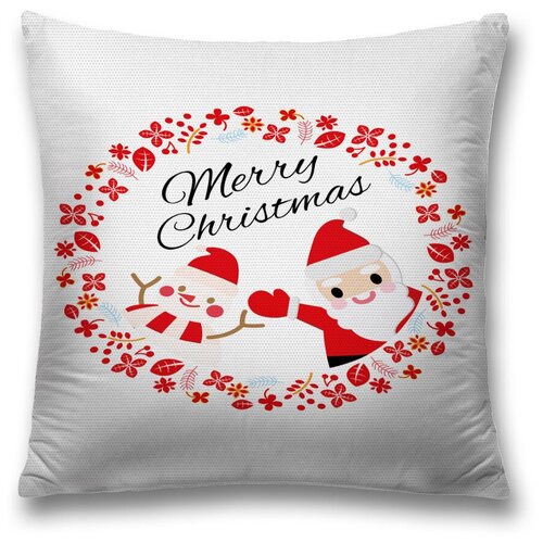 Наволочка декоративная на молнии, чехол на подушку JoyArty "Счастливого Рождества" 45х45 см