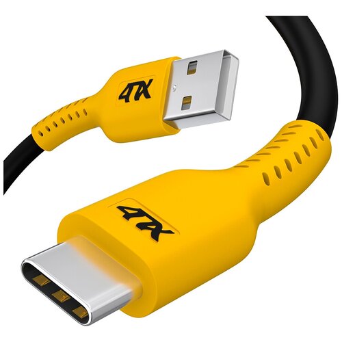 Кабель USB TypeC для зарядки и передачи данных черный; желтый 1.0м