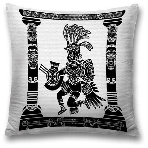 Наволочка декоративная на молнии, чехол на подушку JoyArty "Ацтекский бог" 45х45 см