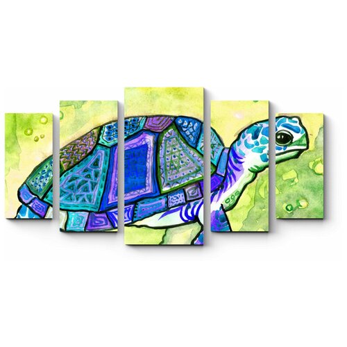 Модульная картина Голубая черепаха 140x77
