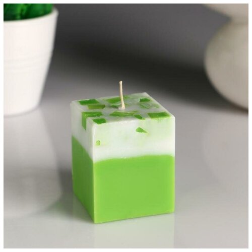 Свеча- куб "Жасмин- Зелёный чай" ароматическая, 5×6 см 4852545