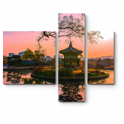 Модульная картина Чарующий закат по-корейски, Сеул 100x83