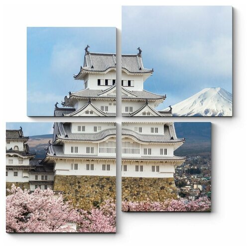 Модульная картина Himeji Castle and full cherry blossom 80x80