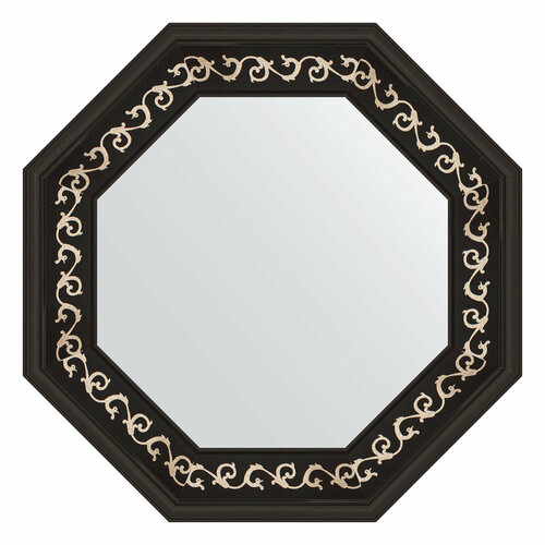 Зеркало настенное Octagon EVOFORM в багетной раме чёрный ардеко, 55х55 см, для гостиной, прихожей, кабинета, спальни и ванной комнаты, BY 3766