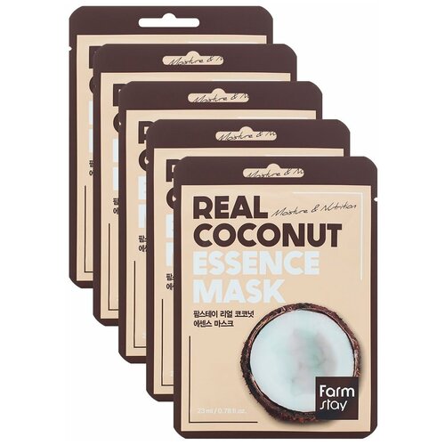 Farmstay Real Coconut Essence Mask тканевая маска с экстрактом кокоса, 23 мл, 5 уп.