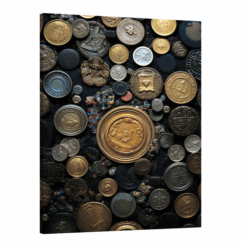 Интерьерная картина 50х70 "Игра с монетами"