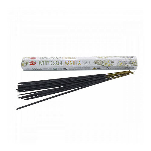 Hem Incense Sticks WHITE SAGE VANILLA (Благовония белый шалфей ваниль, Хем), уп. 20 палочек.