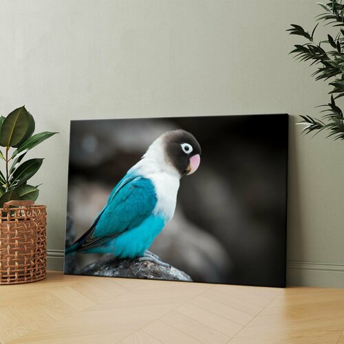 Картина на холсте (Голубой попугай) 30x40 см. Интерьерная, на стену.