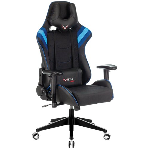 Компьютерное кресло Zombie VIKING-4 AERO игровое, обивка: искусственная кожа/текстиль, цвет: черный/синий