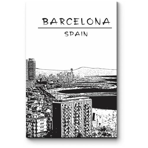 Модульная картина Черно-белая Барселона 60x90