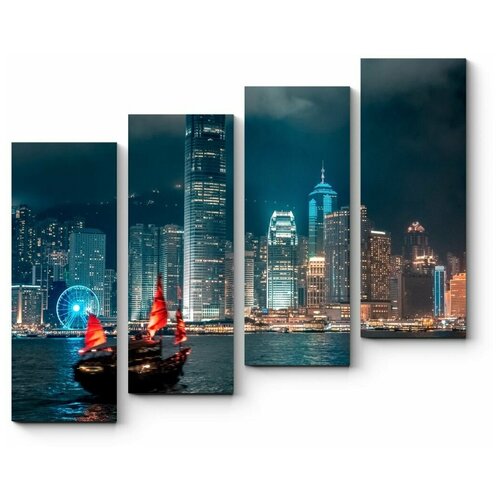 Модульная картина Ночные огни Гонконга110x95