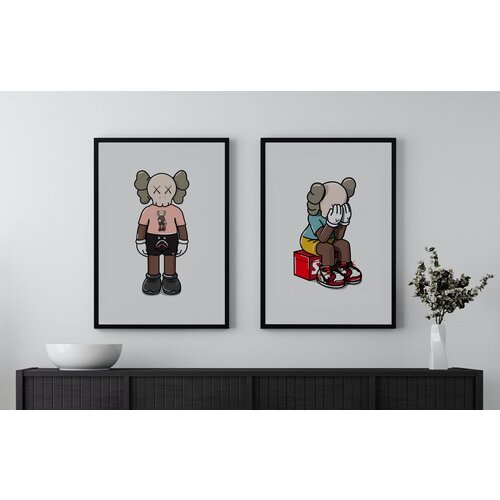 Набор плакатов "KAWS" / Формат А4 / 2 шт. (21х20 см) / Набор интерьерных постеров без рамы