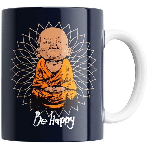 Кружка с принтом "Be Happy. Буддийский Монах"330 мл