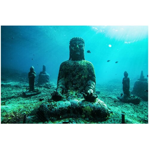 Постер / Плакат / Картина Подводные руины Будды - Индонезия 40х50 см в раме
