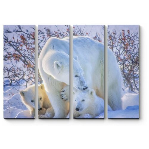 Модульная картина Семейная прогулка полярных медведей 60x45
