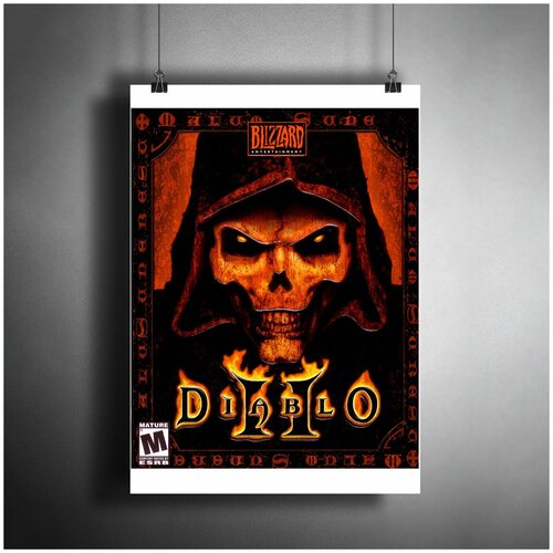 Постер плакат для интерьера "Игра Blizzard Diablo II. Компьютерная игра Близзард Диабло 2 " / Декор дома, офиса, комнаты, квартиры A3 (297 x 420 мм)