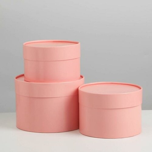 Набор шляпных коробок 3 в 1 розовый, 16 х 10, 14 х 9, 13 х 8,5 см