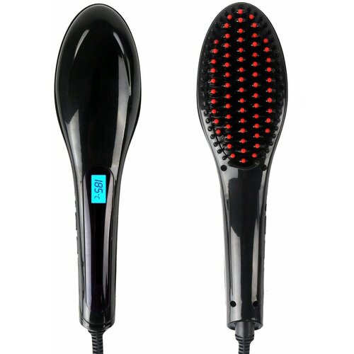 Электрическая расческа-выпрямитель для волос Fast Hair Straightener с дисплеем цвет черный
