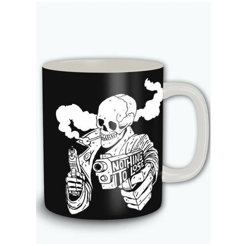 Кружка белая микс череп skull, готика, скелет - 4086