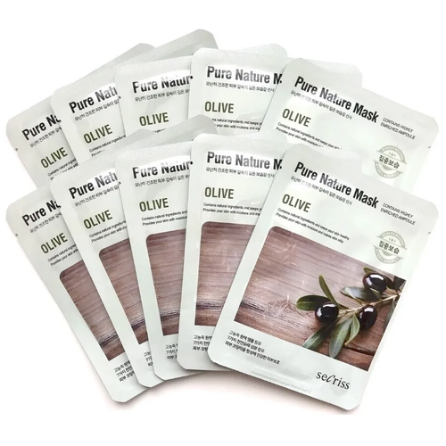 Маска для лица тканевая Anskin Secriss Pure Nature Mask Pack (Secriss Pure Nature Mask Pack-Olive), 10 шт