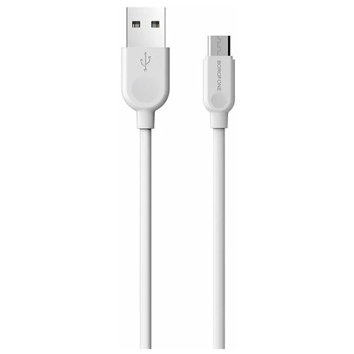 Кабель Borofone Кабель BOROFONE BX14 LinkJet, USB - microUSB, 1 м, 1 шт, белый, 3 м, 1 шт., белый