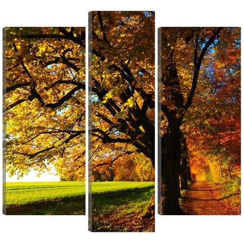 Модульная картина "Осенние деревья". В спальню, гостиную, зал. PR-934 (76x70см). Натуральный холст