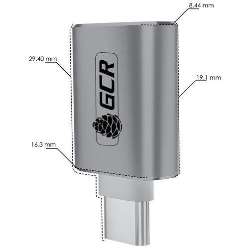 GCR Переходник USB Type C на USB 3.0 серебряный (7752302)