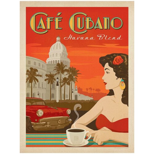 Постер / Плакат / Картина Кубинское кафе 60х90 см в подарочном тубусе