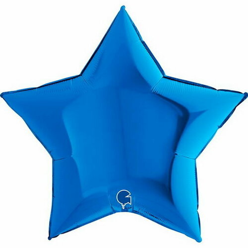 Шар фольгированный 9"Звезда синяя", мини-фигура, 5 шт.
