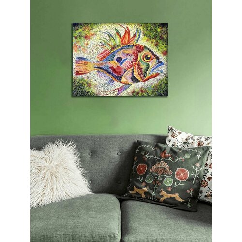 Интерьерная картина на холсте на стену Рыба 50х40 для дома