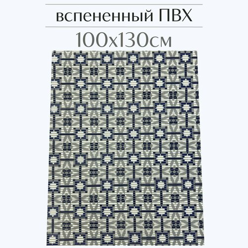 Напольный коврик для ванной из вспененного ПВХ 130x100 см, серый/синий/белый, с рисунком