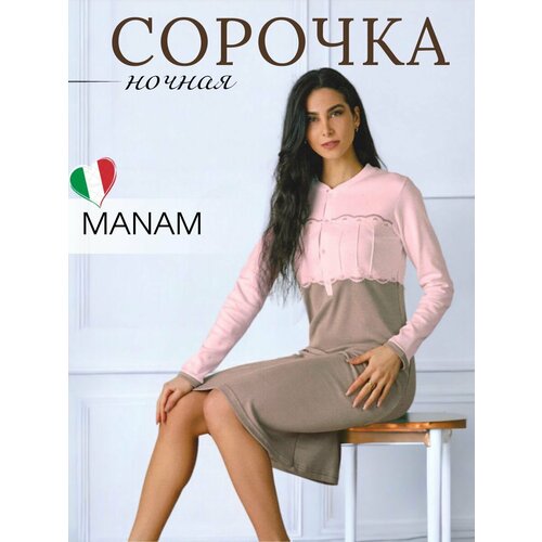 Сорочка  MANAM, размер 52, коричневый, розовый