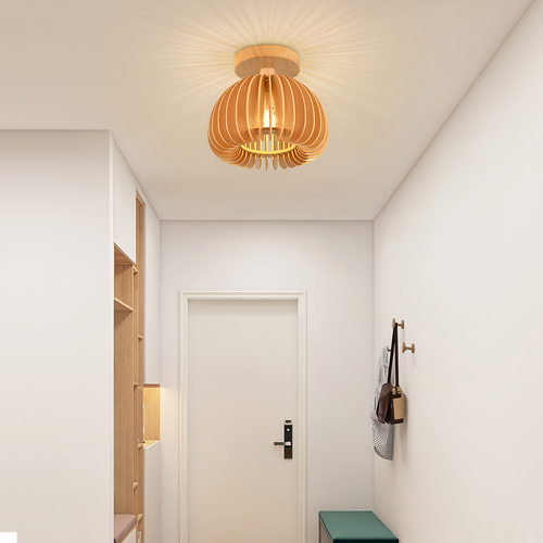 Потолочный светильник MELONE. Потолочный светильник с шарообразным абажуром из деревянных звеньев