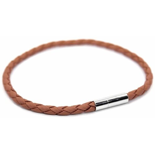 Плетеный браслет Handinsilver ( Посеребриручку ) Браслет плетеный кожаный с магнитной застежкой, размер 18 см, серебряный, коричневый
