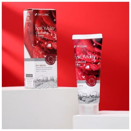 Пенка для лица с розовой водой 3W CLINIC Rose Water Cleansing Foam, увлажняющая, 100 мл
