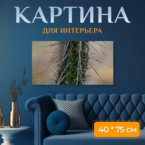 Картина на холсте "Кактус, завод, природа" на подрамнике 75х40 см. для интерьера