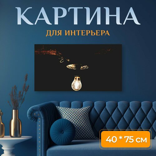 Картина на холсте "Свет, лампа, лампочка" на подрамнике 75х40 см. для интерьера