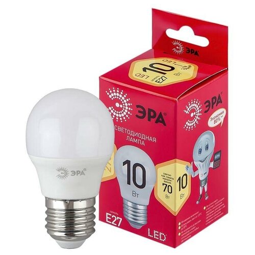 Лампа светодиодная RED LINE LED P45-10W-827-E27 R 10Вт P45 шар 2700К тепл. бел. E27 | код. Б0050698 | Эра (4шт. в упак.)