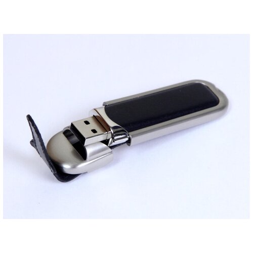 Кожаная флешка для нанесения логотипа с массивным корпусом (128 Гб / GB USB 2.0 Черный/Black 212 Доступно нанесение)