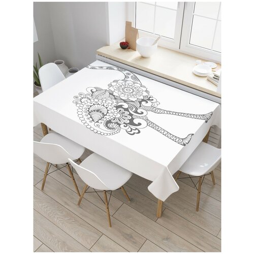 Скатерть прямоугольная JoyArty на кухонный стол "Цветочный страус" из оксфорда, 180x145 см