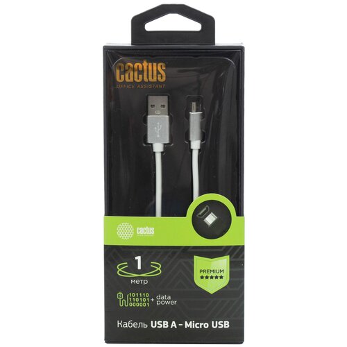 Кабель Cactus CS-USB. A. USB. MICRO-1 USB Type-C m-micro USB m 1м белый блистер