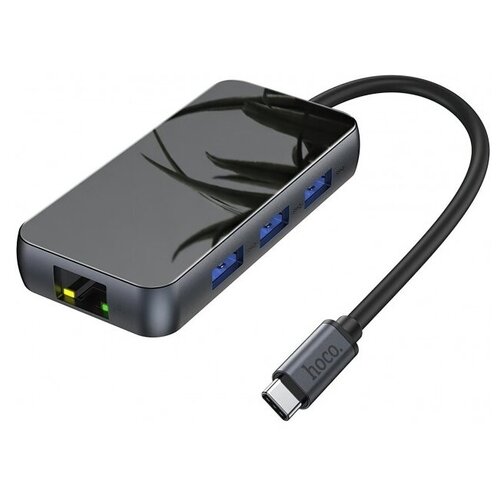 USB-концентратор  Hoco HB16 Easy expand, разъемов: 3, серый