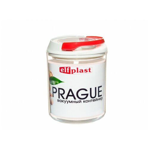 Elfplast Вакуумный контейнер Prague 0.7 л, 10.5x10.5 см,  ⌀10.5 см, прозрачный/белый/красный